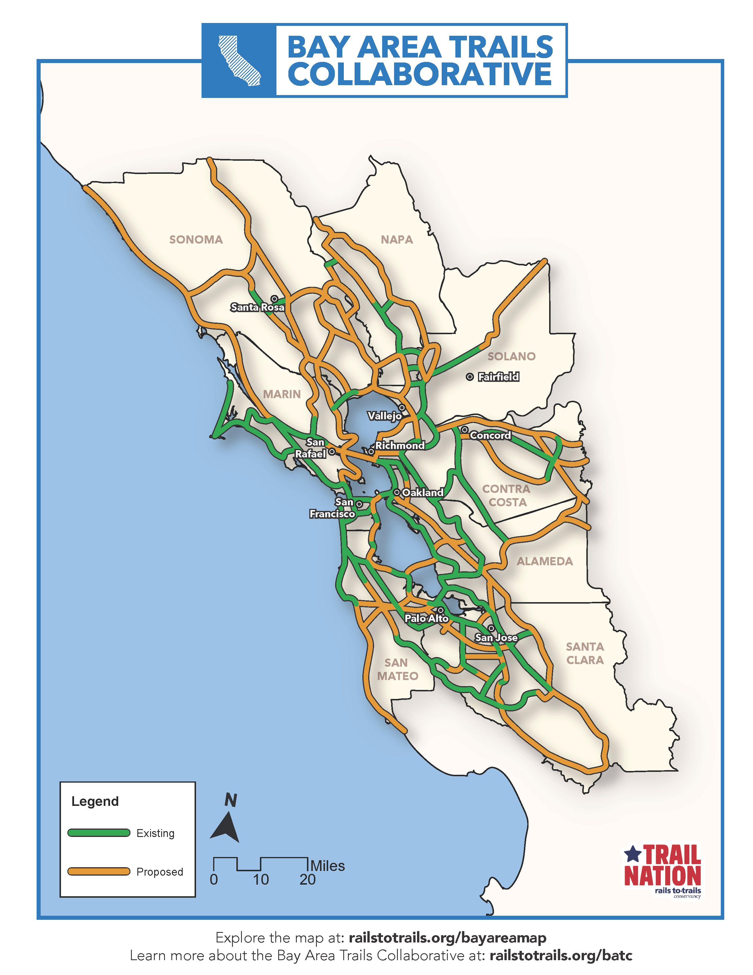 Bay Area regional trail network_static map 2022 - Bay Area Ridge Trail